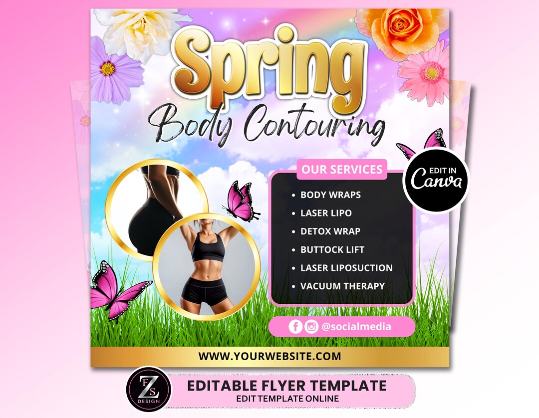Spring Body Contouring Flyer, Bookings Flyer, Body Sculpting Flyer, DIY ...
