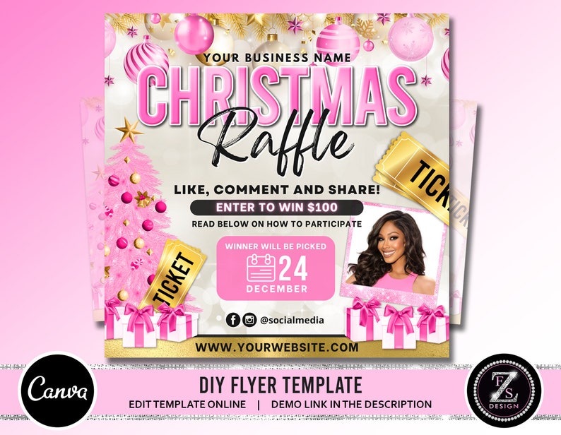 Christmas Raffle Giveaway Flyer DIY Holiday Flyer Giveaway - Etsy