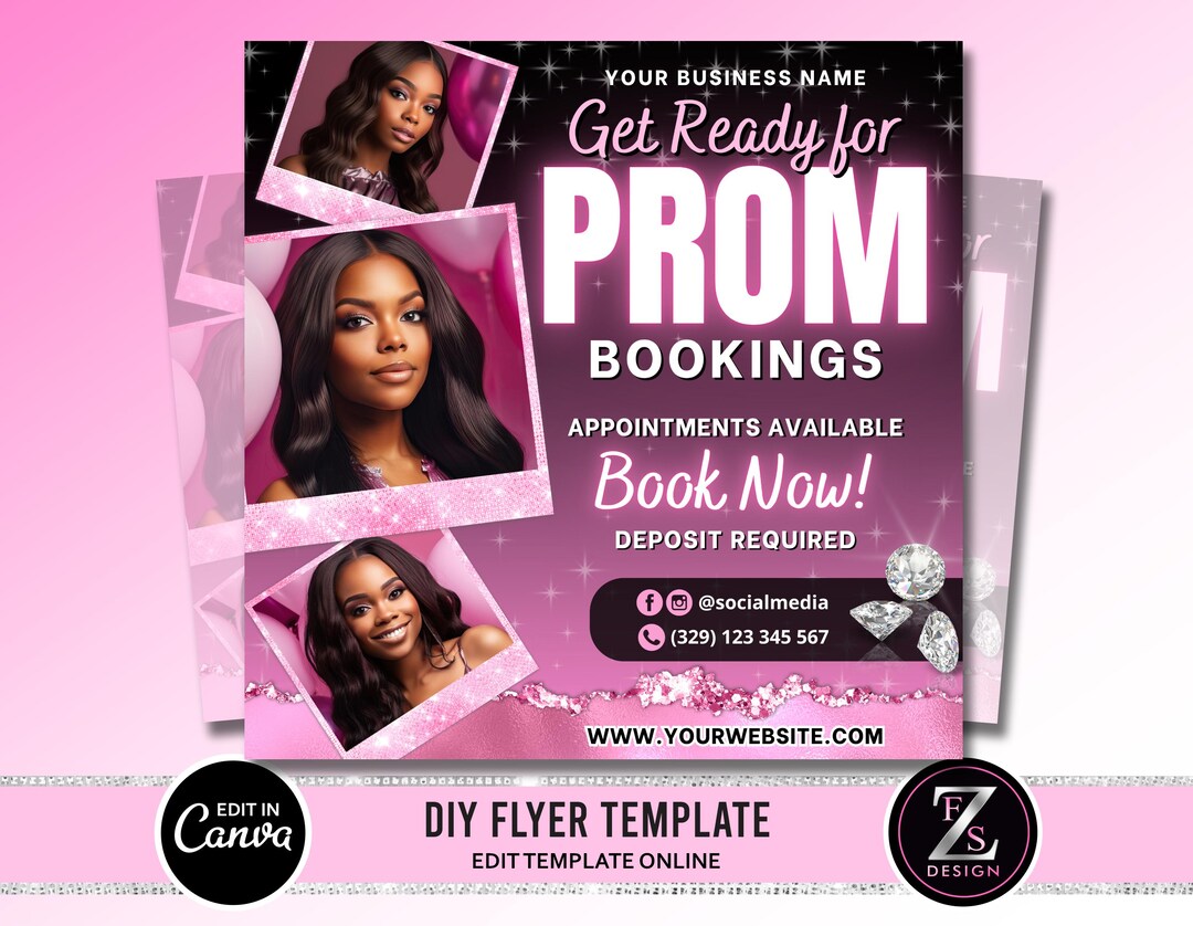Prom Bookings Flyer, Prom Makeup Flyer, Prom Queen MUA Flyer ...