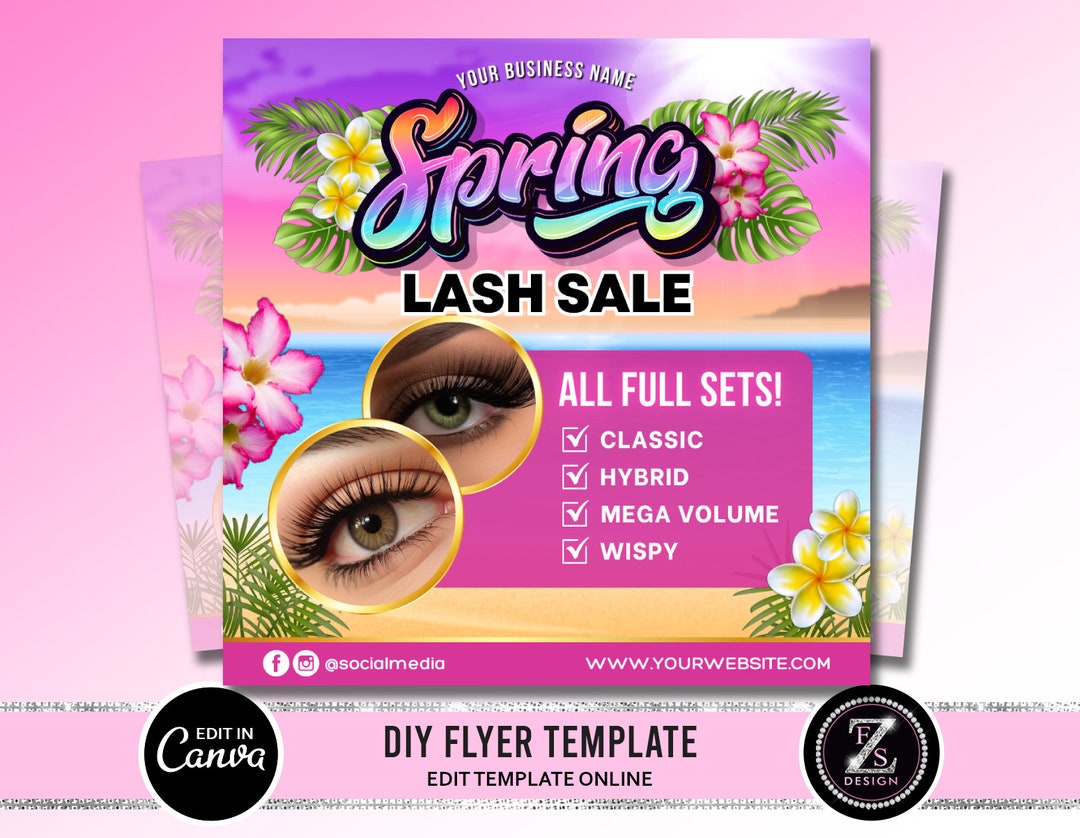 Spring Lashes Sale Flyer, DIY Lash Extensions Flyer, Beauty Lash Deals ...