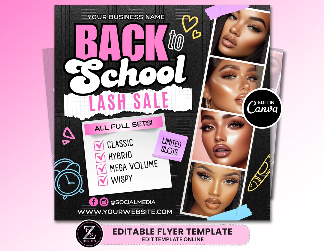 Back to School Lashes Flyer, Beauty Lash Deals Flyer, DIY Lash ...