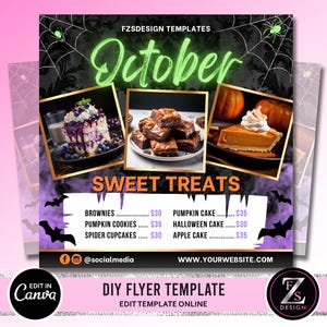 October Bake Sale Flyer, Bakery Flyer, October Sweet Treats Flyer ...