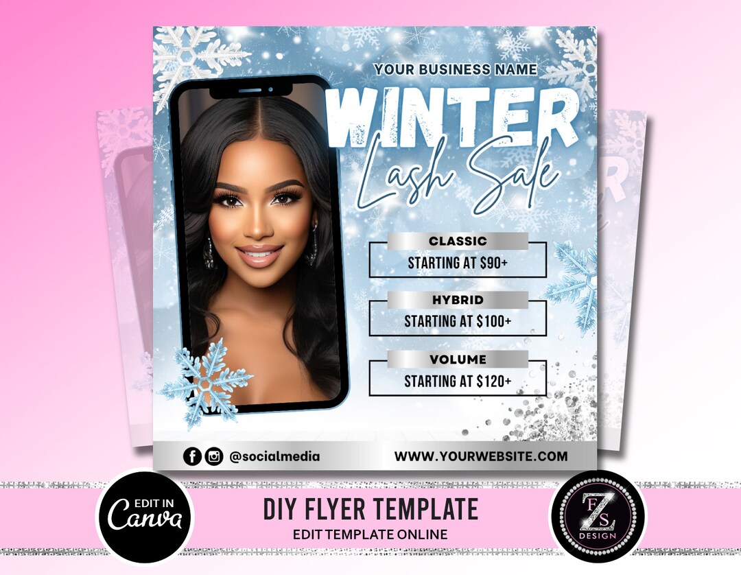 Winter Season Lash Sale Flyer, DIY Lash Extensions Flyer, Beauty Lash ...