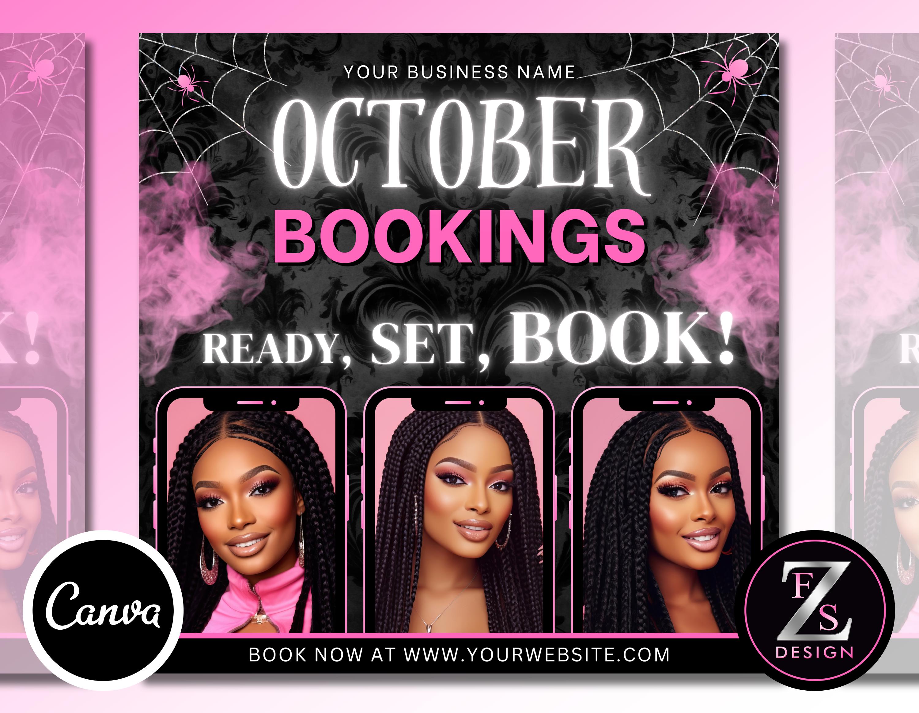 October Bookings Flyer, Book Now Flyer, October Appointment Flyer ...