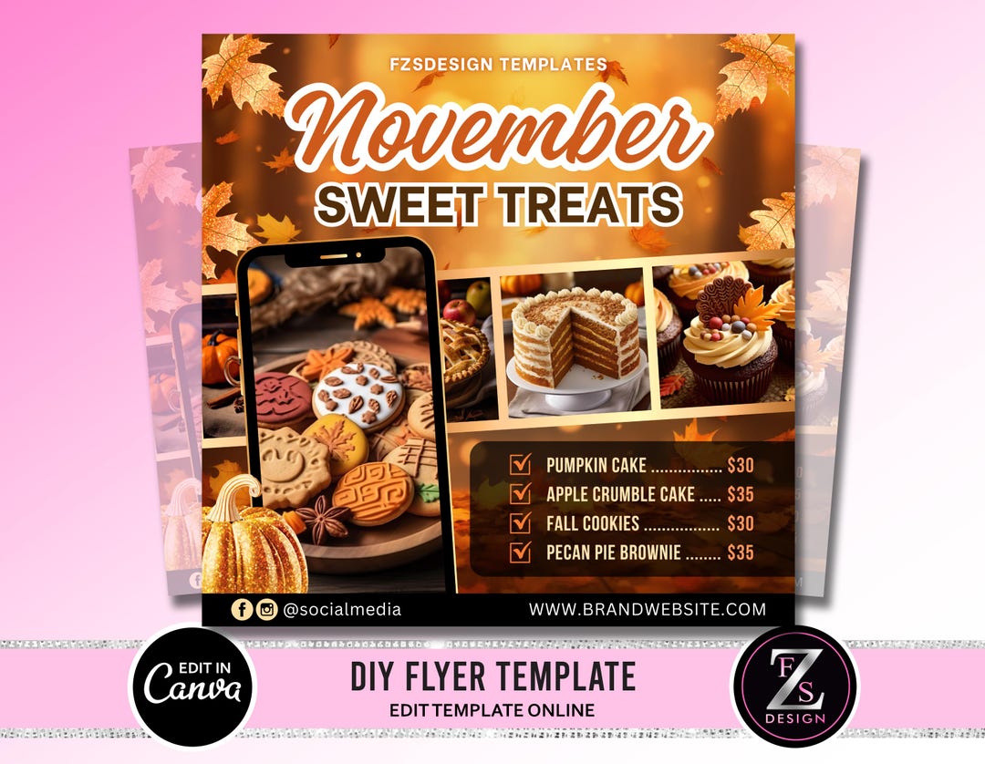 November Bake Sale Flyer, Bakery Flyer, November Sweet Treats Flyer ...