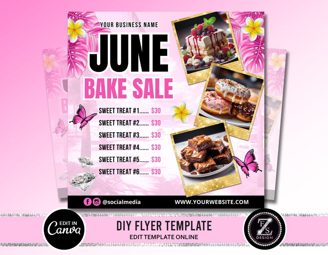 June Bakery Flyer, Bake Sale Flyer, Sweet Treats Flyer, Summer Flyer ...