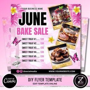 June Bakery Flyer, Bake Sale Flyer, Sweet Treats Flyer, Summer Flyer ...