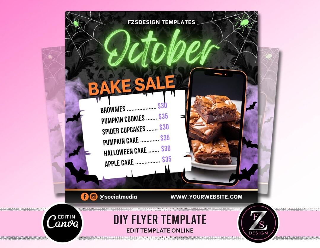 October Bake Sale Flyer, Bakery Flyer, October Sweet Treats Flyer ...