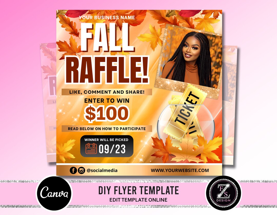 Fall Raffle Giveaway Flyer, DIY Fall Flyer, Giveaway Flyer, Raffle ...