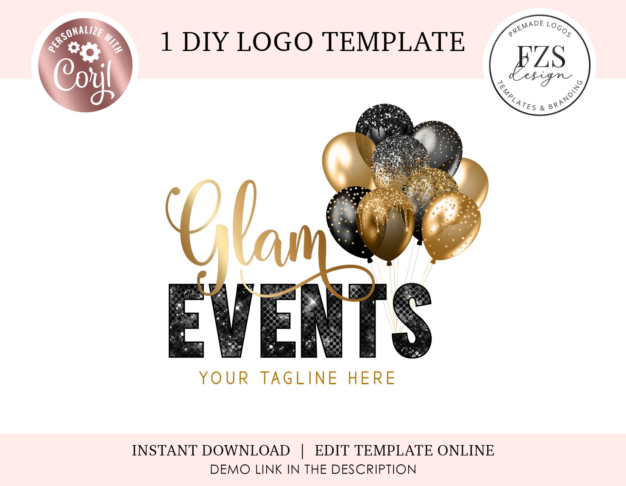 Party Decor Logo Design Balloons Logo Event Planner Logo Diy - Etsy