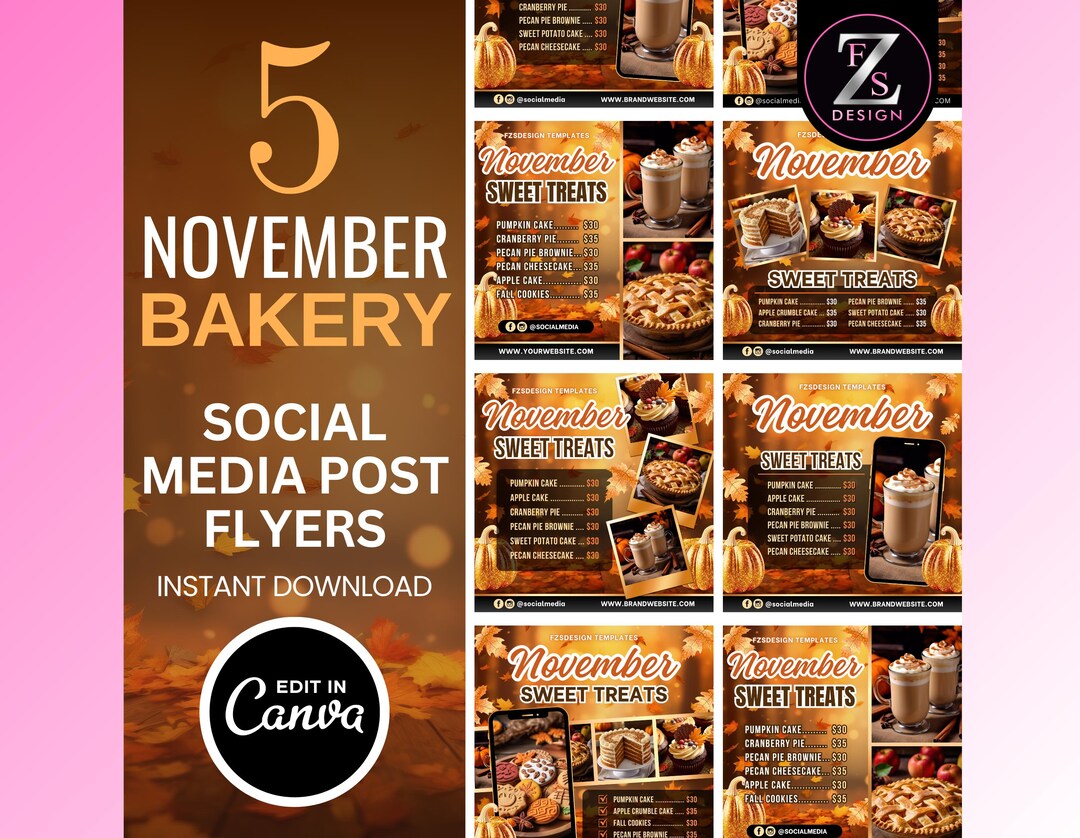 5 November Bake Sale Flyers, Bakery Flyer, November Sweet Treat Flyer ...