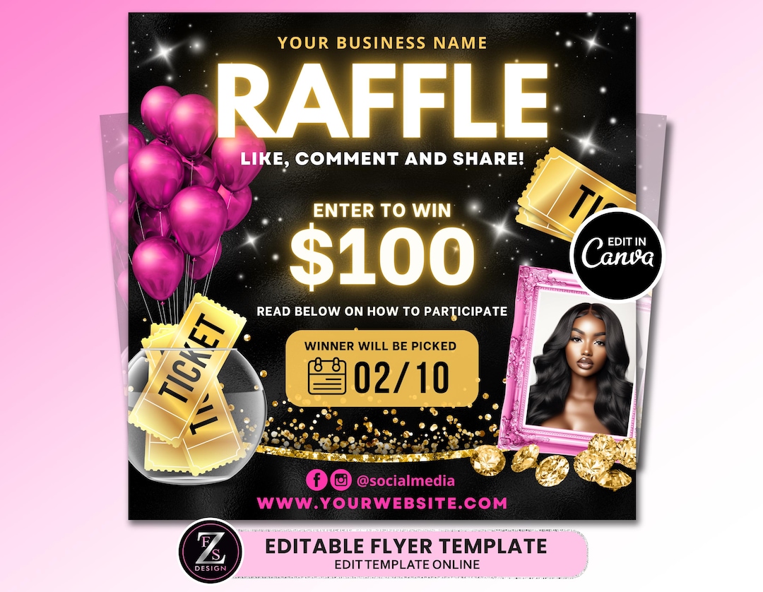 Raffle Flyer, DIY Giveaway Flyer, Raffle Ticket Flyer, Prize Flyer ...