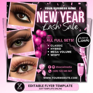 New Year Lash Sale Flyer, DIY Lash Extensions Flyer, Beauty Lash Deals ...