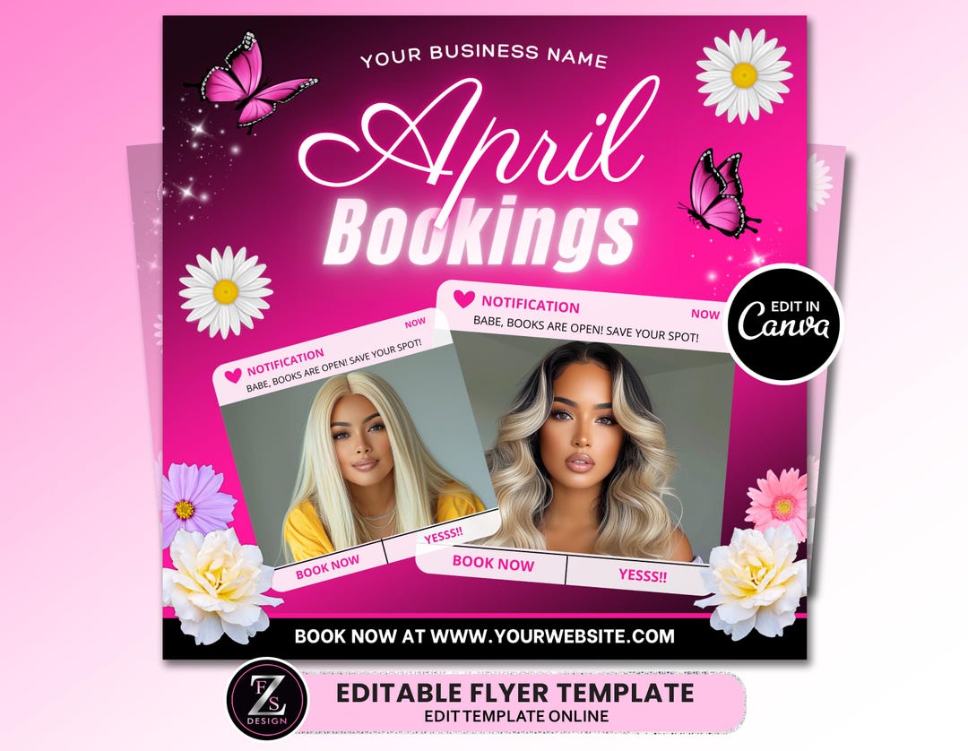 April Bookings Flyer, Book Now Flyer, April Appointment Flyer, April ...