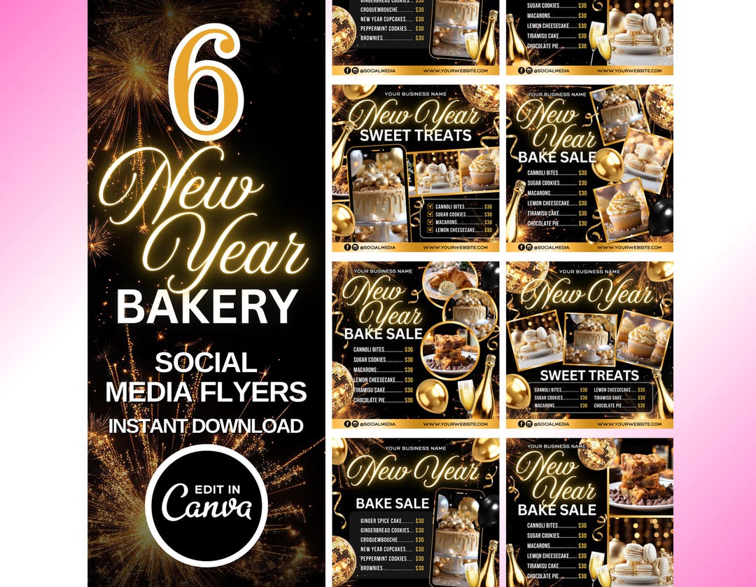6 New Year Bake Sale Flyers, Bakery Flyer, Sweet Treats Flyer, January ...