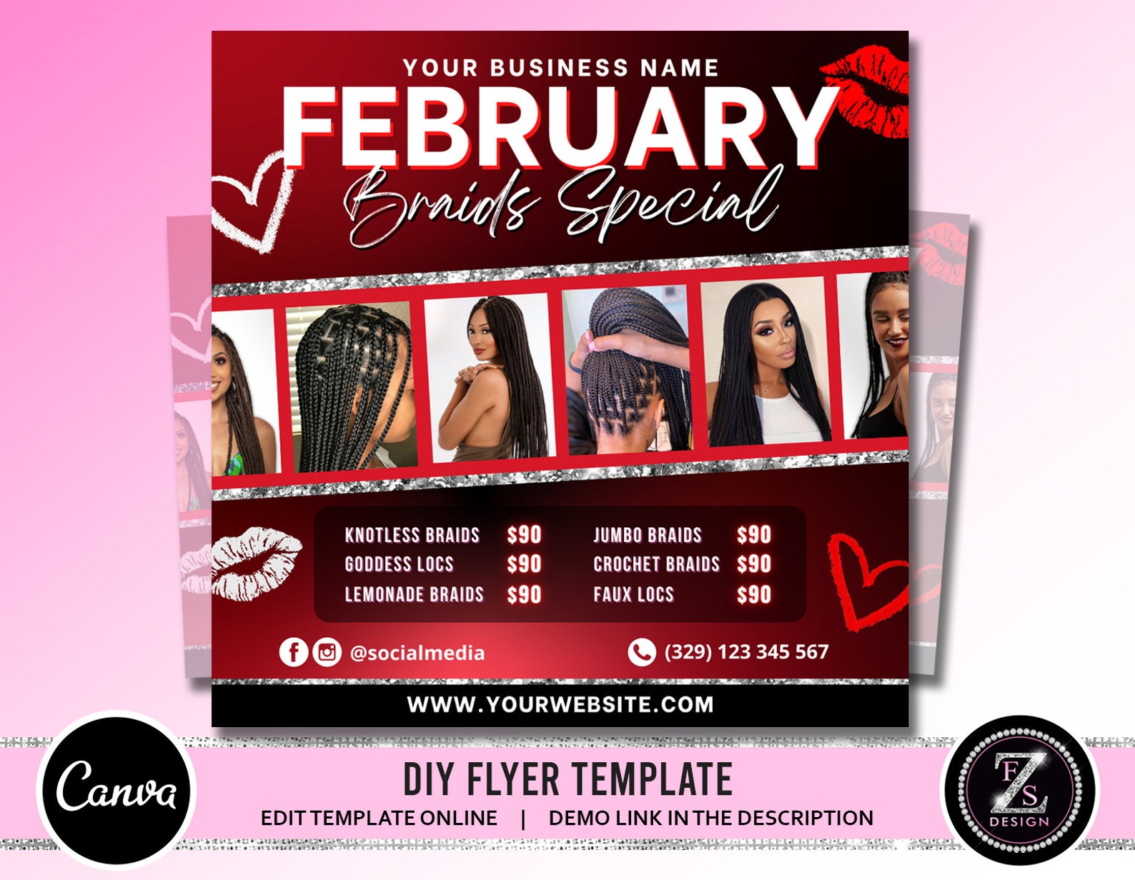 February Braid Sale Flyer Valentines Day Flyer Braid Prices - Etsy