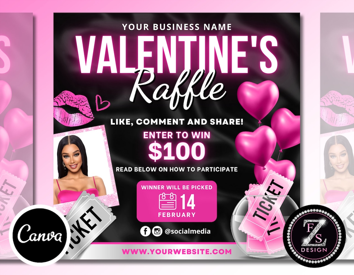 Valentines Day Raffle Giveaway Flyer DIY Valentines Flyer - Etsy