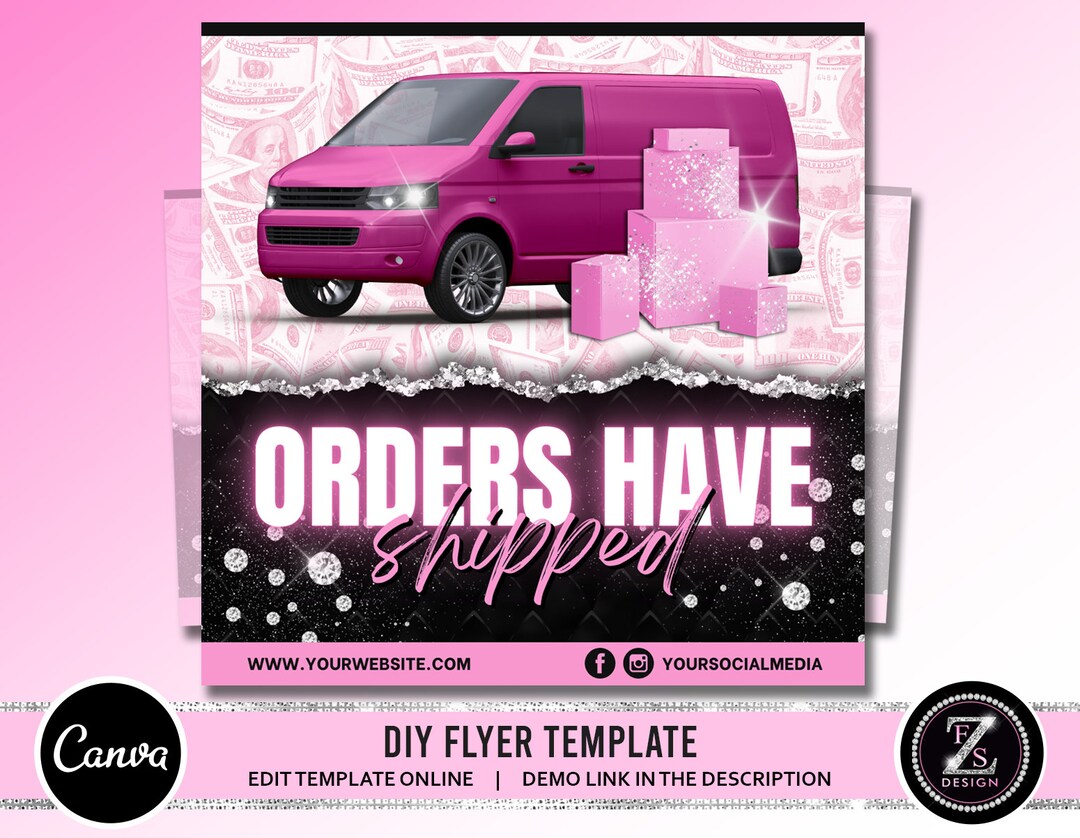 Orders Shipped Flyer, DIY Social Media Instagram Delivery Stylist ...
