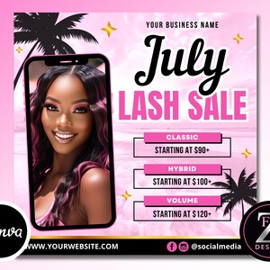 July Lash Sale Flyer, DIY Lash Extensions Flyer, Lash Deals Flyer ...