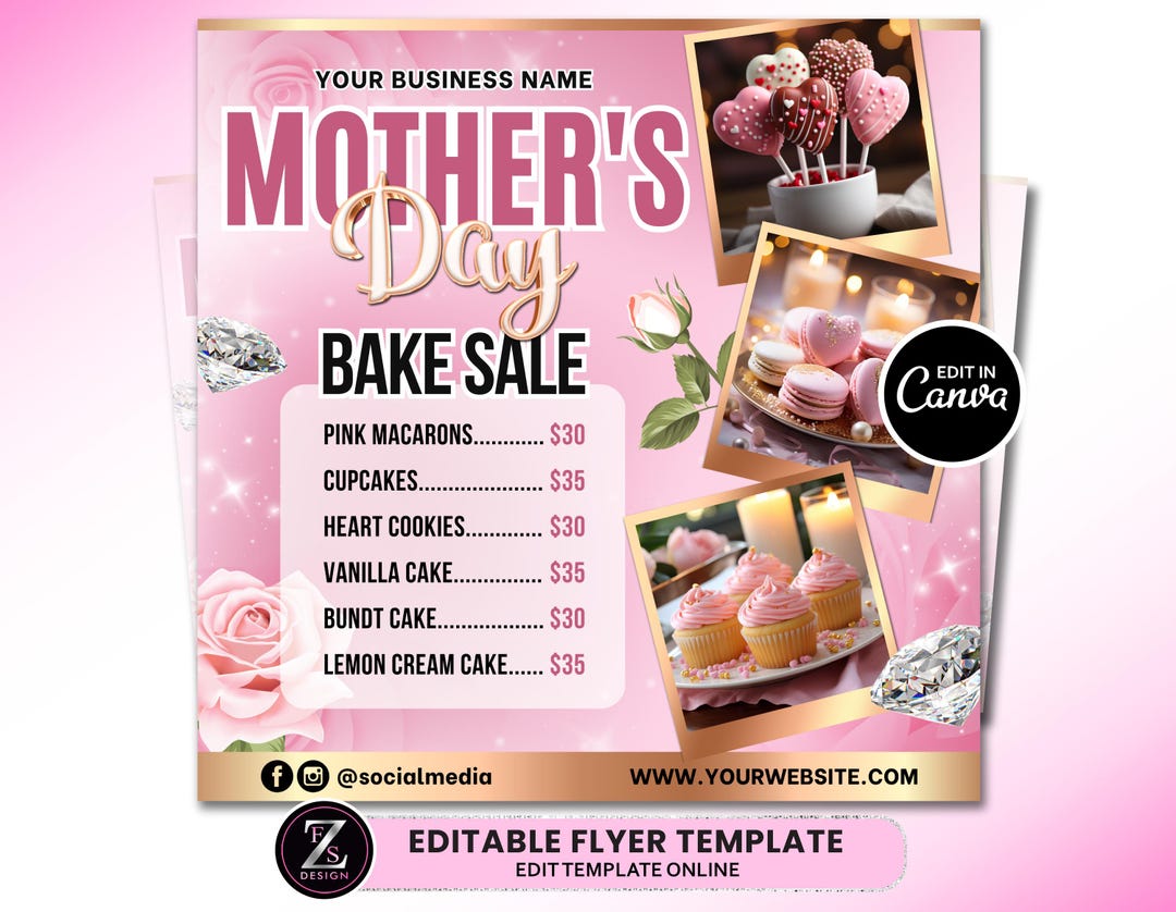 Mothers Day Bakery Flyer, May Bake Sale Flyer, Sweet Treats Flyer, May ...