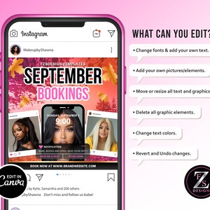 September Bookings Flyer, Book Now Flyer, September Appointment Flyer ...