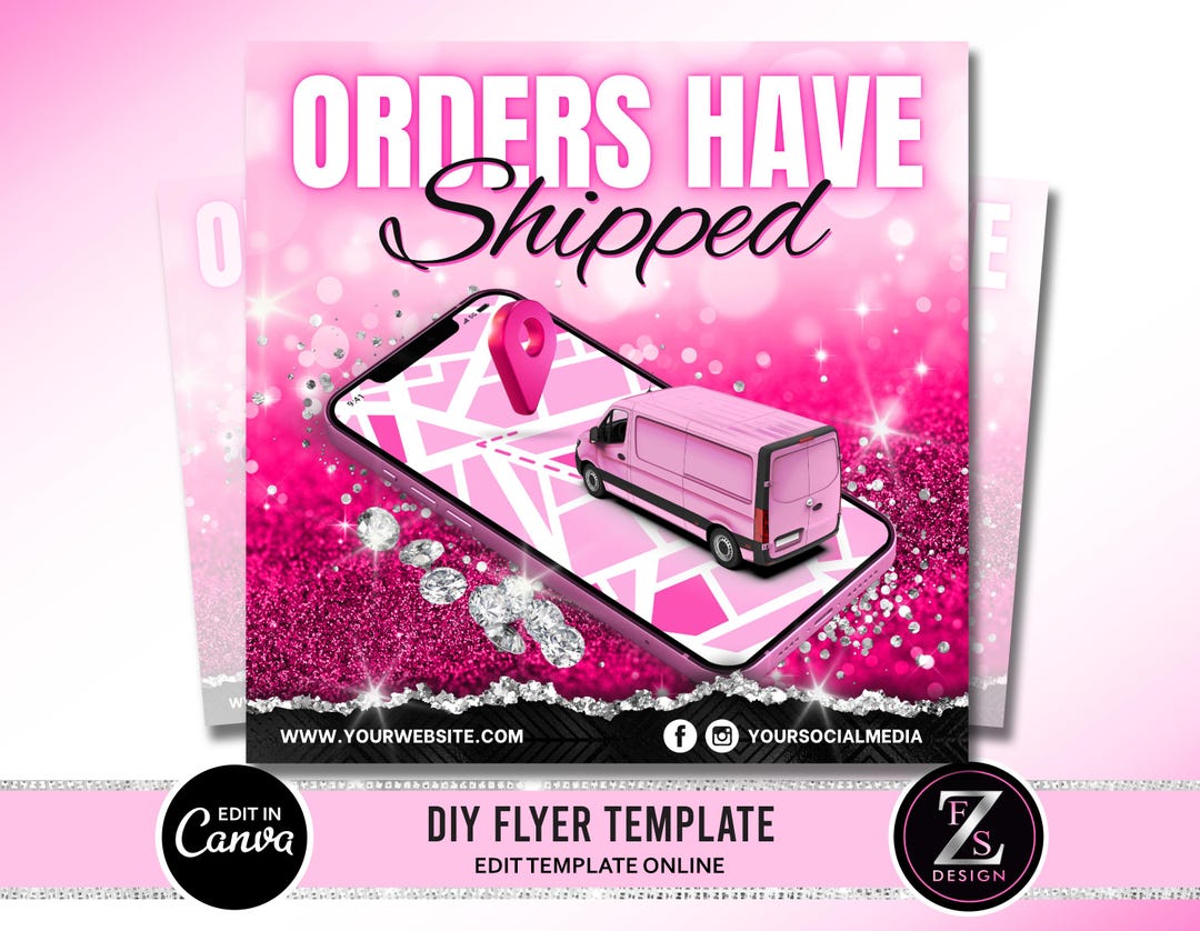 Orders Shipped Flyer, DIY Delivery Social Media Instagram Hair Stylist ...