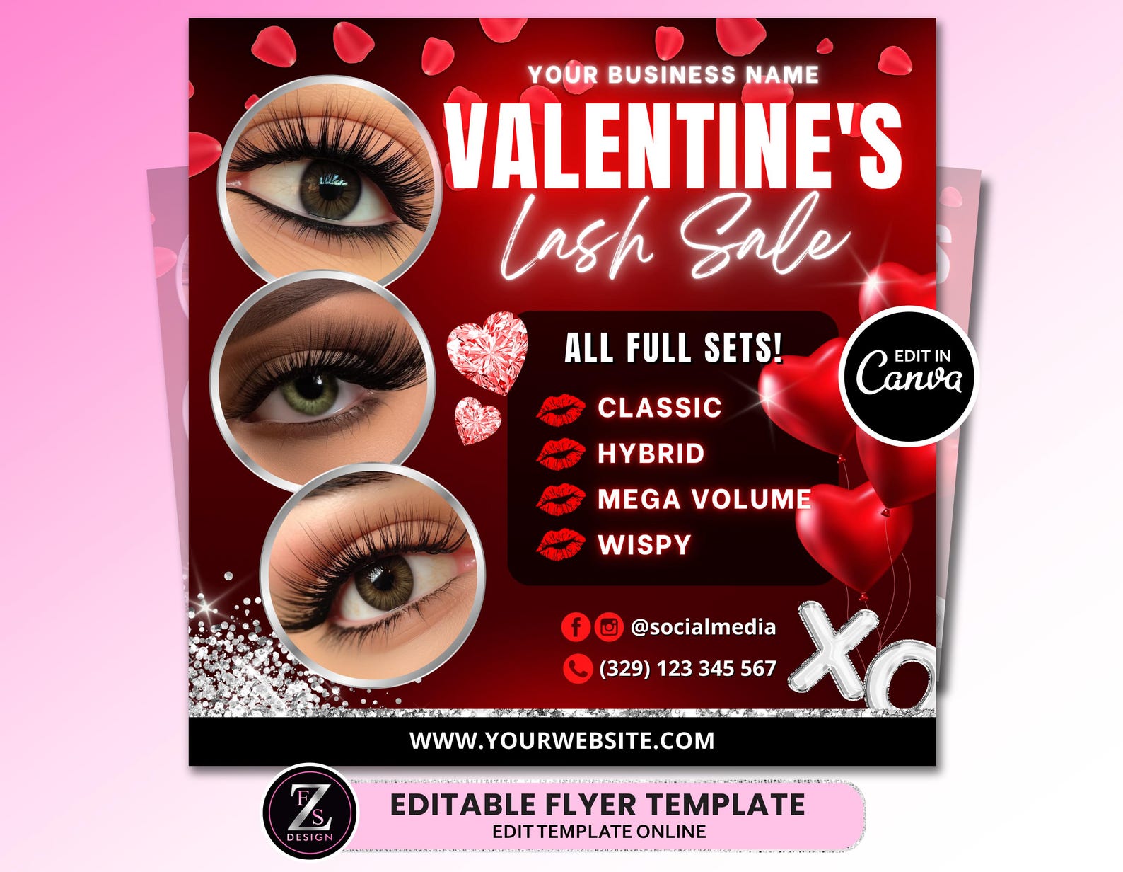 Valentines Day Lash Sale Flyer, DIY Lash Extensions Flyer, Beauty Lash ...