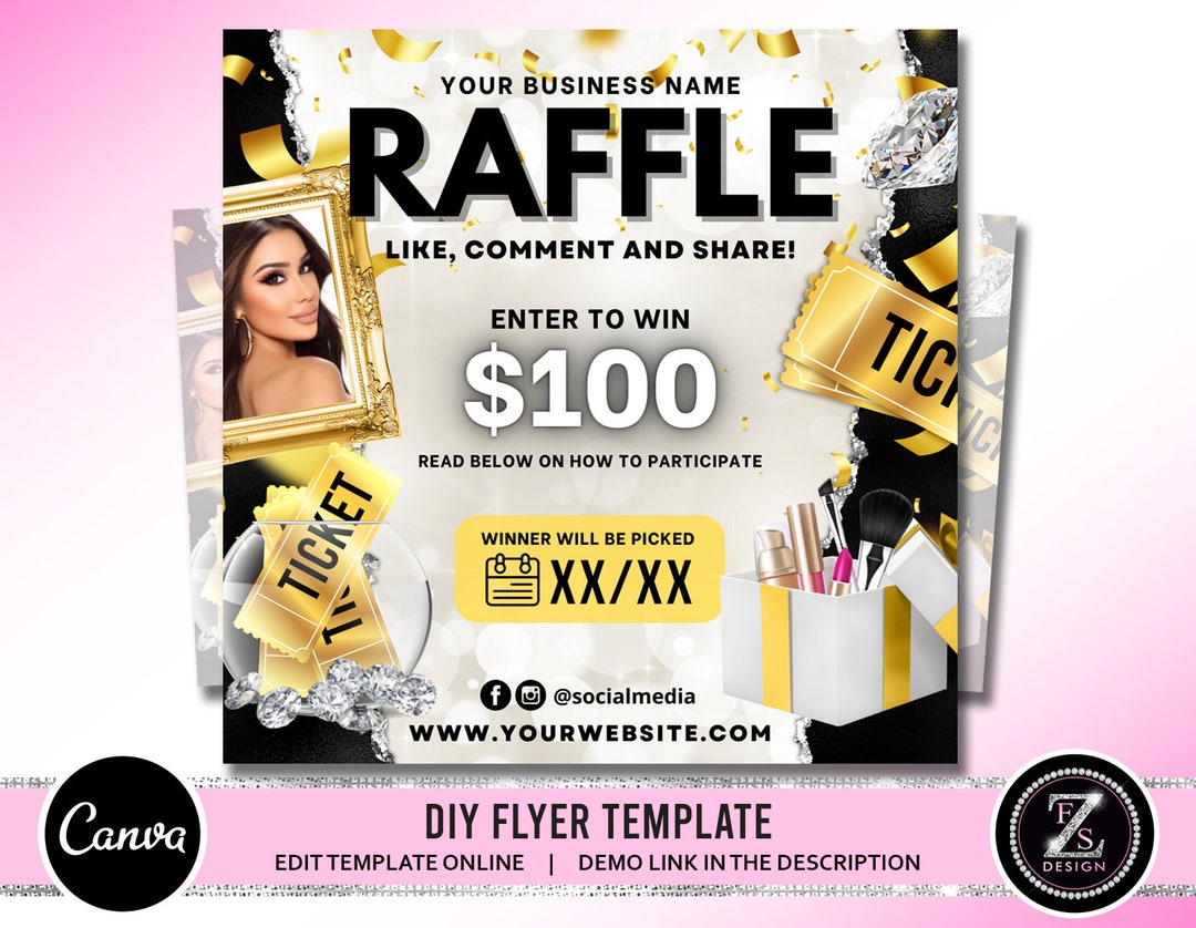 Raffle Flyer, DIY Giveaway Flyer, Raffle Ticket Flyer, Prize Flyer ...