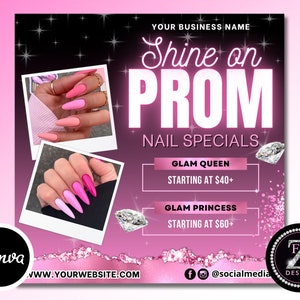 Prom Nails Specials Flyer, Nail Prices Flyer, Graduation Flyer, Prom ...