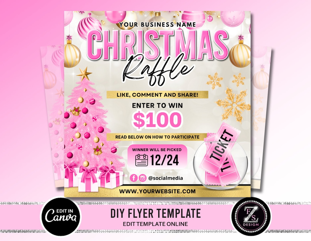 Christmas Raffle Giveaway Flyer, Holiday Flyer, Giveaway Flyer, Holiday ...