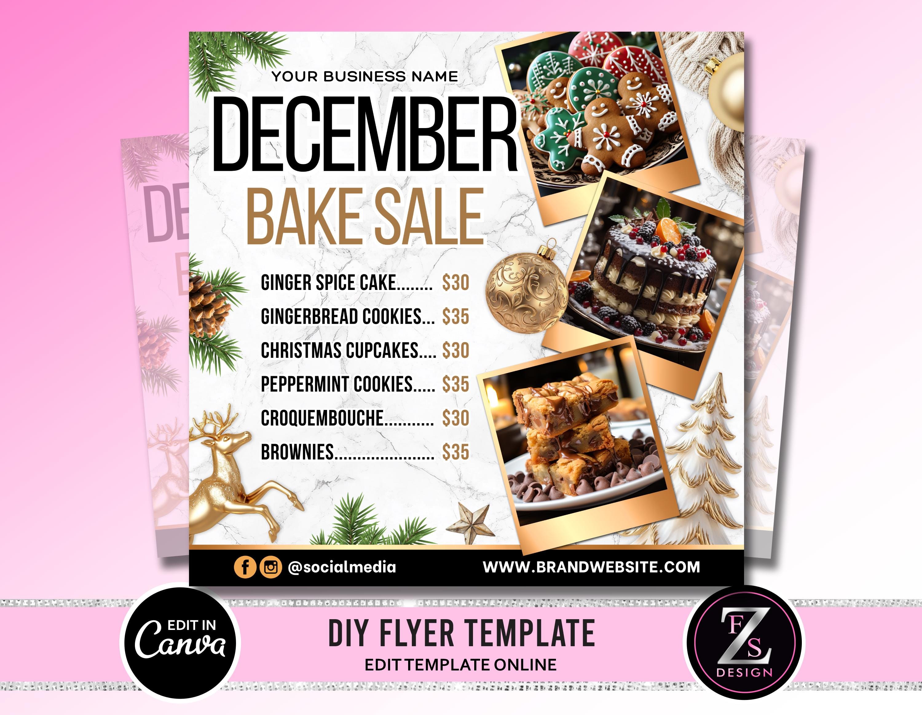 December Bakery Flyer, December Sweet Treats Flyer, Dessert Flyer, Bake ...