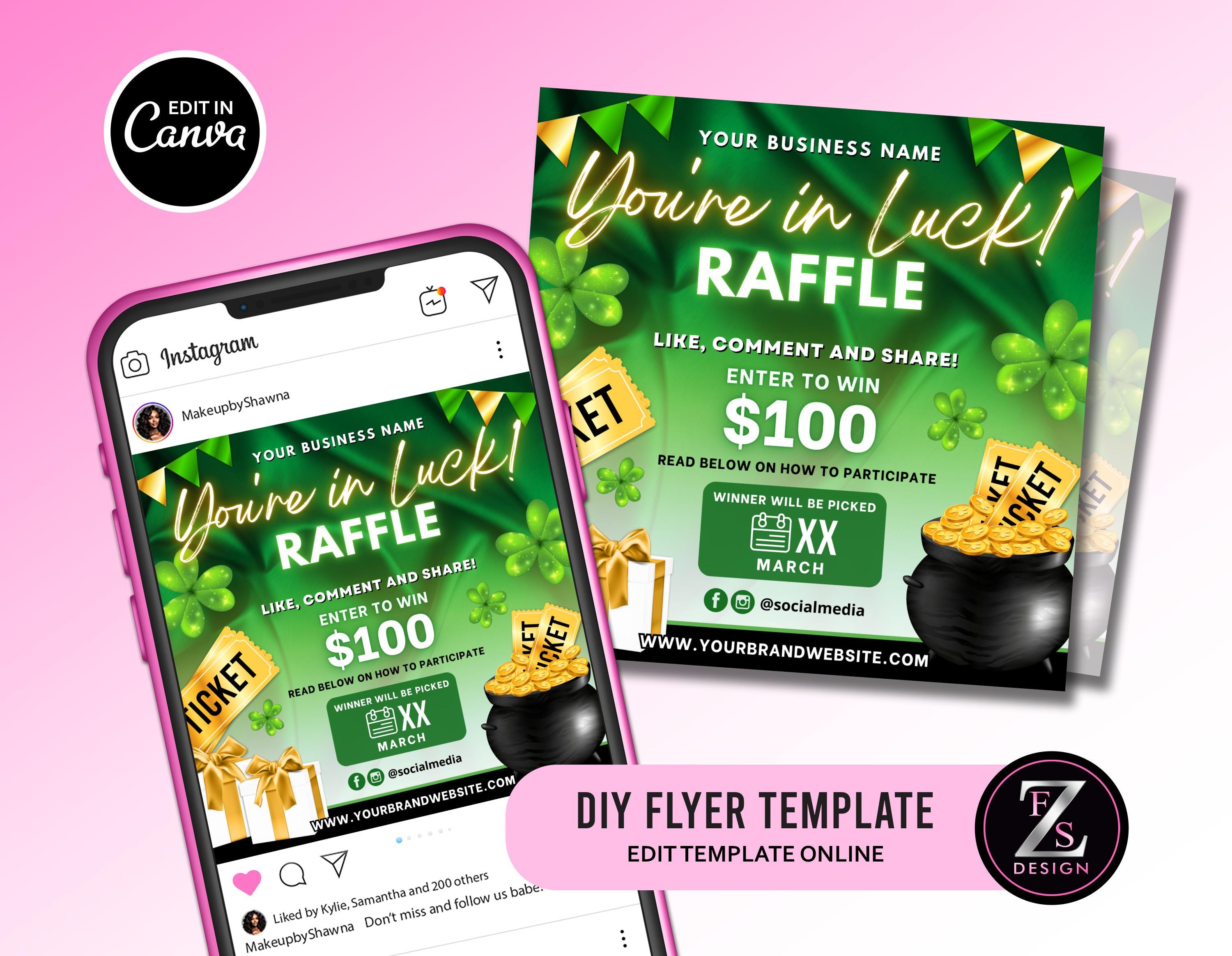 March Giveaway Flyer, Patricks Day Raffle Template, Beauty Makeup Hair ...