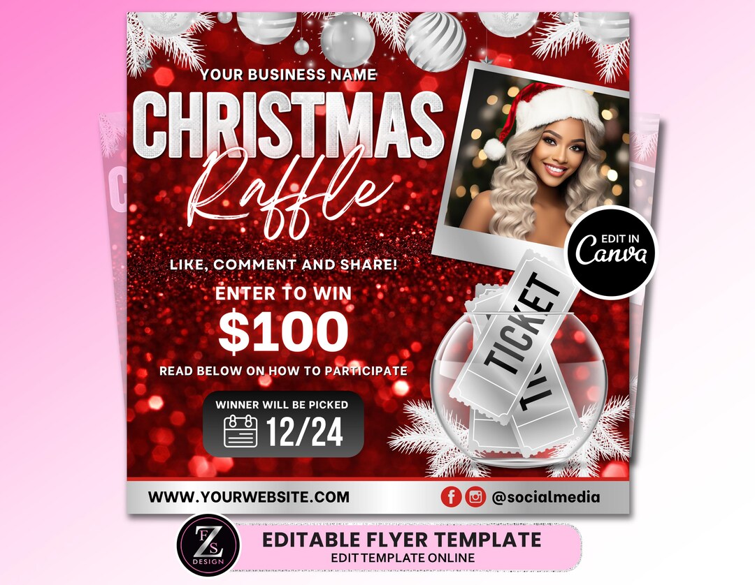 Christmas Raffle Giveaway Flyer, Holiday Flyer, Giveaway Flyer, Holiday ...