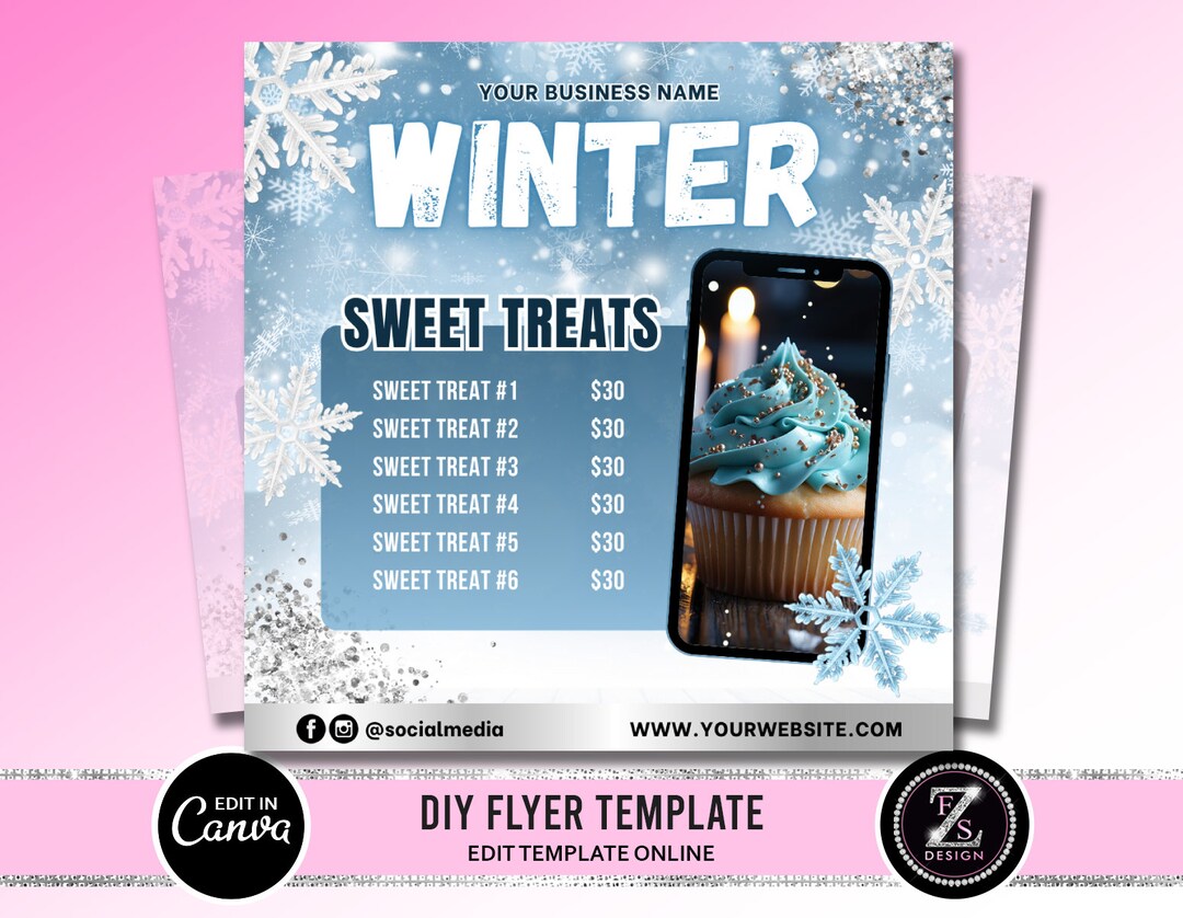 Winter Bake Sale Flyer, Bakery Flyer, Winter Sweet Treats Flyer, Winter ...