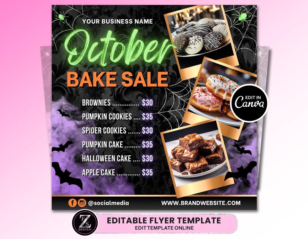 October Bake Sale Flyer, Bakery Flyer, October Sweet Treats Flyer ...