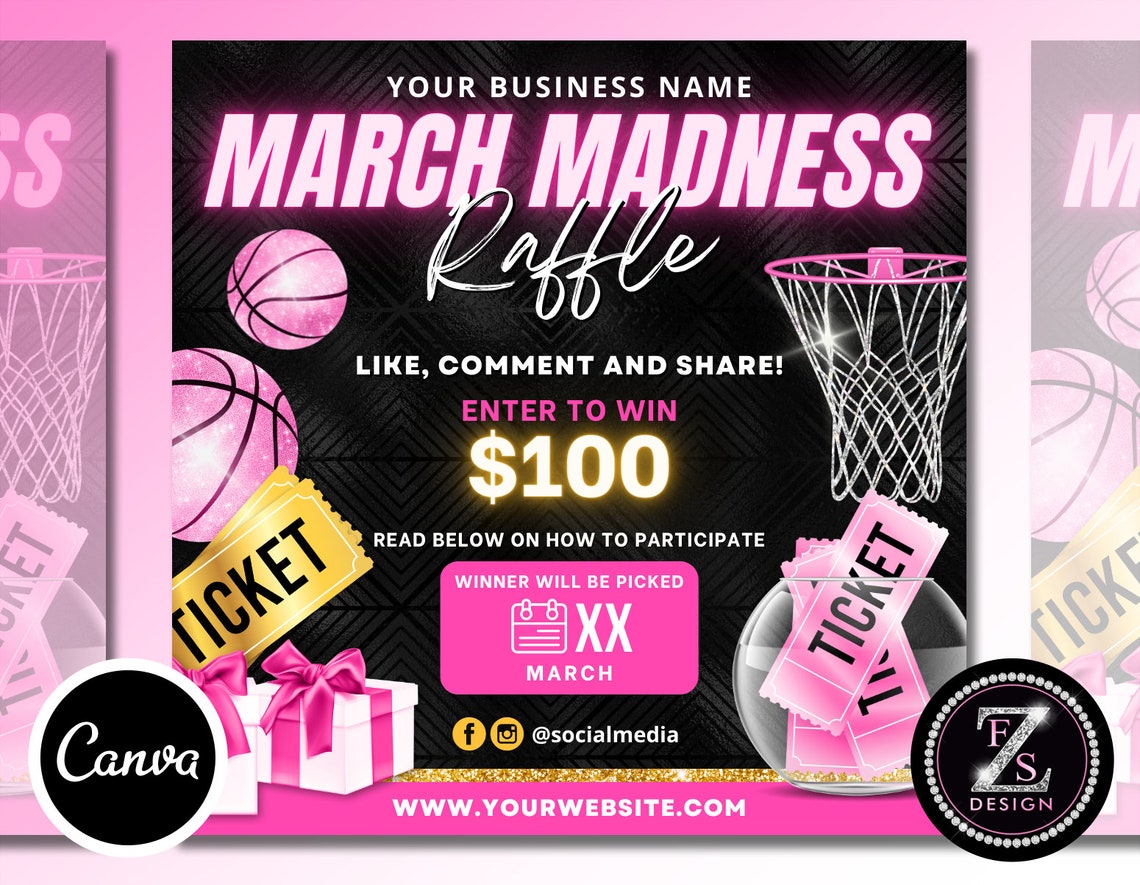March Madness Raffle Giveaway Flyer DIY March Flyer Giveaway - Etsy