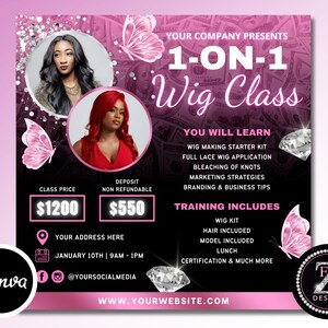 Wig Class Flyer, DIY Hair Flyer, Hair Extension Flyer, Wig Training ...