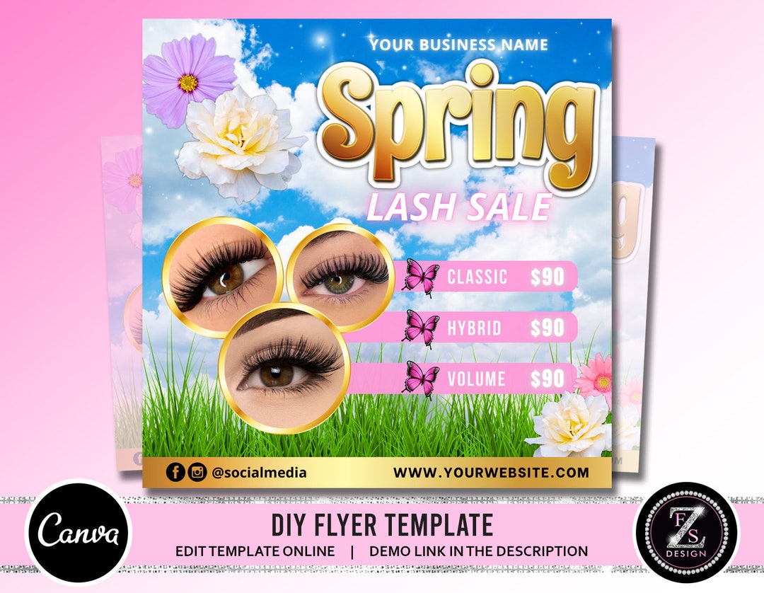 Spring Lash Sale Flyer, DIY Lash Extensions Flyer, Beauty Lash Deals ...