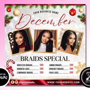 December Braid Sale Flyer, Braid Prices Flyer, December Flyer, Braids ...