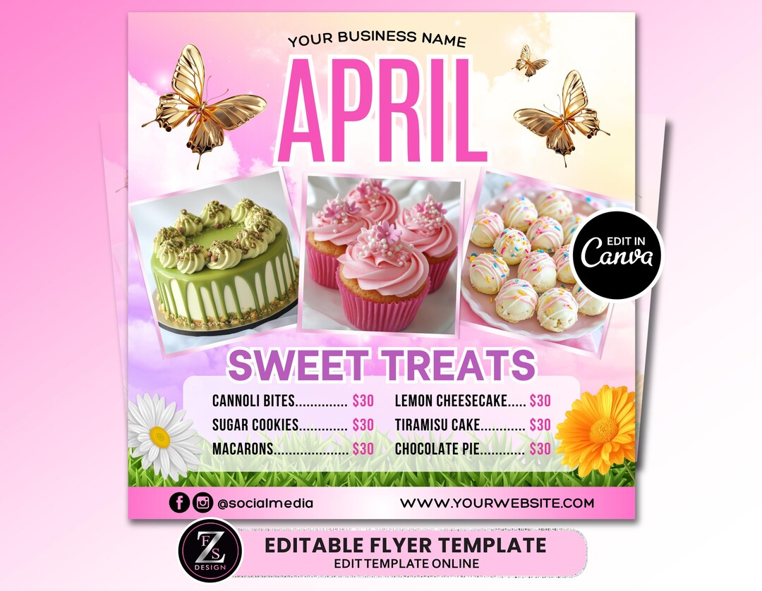 April Bake Sale Flyer, Bakery Flyer, Spring Flyer, Sweet Treats Flyer ...
