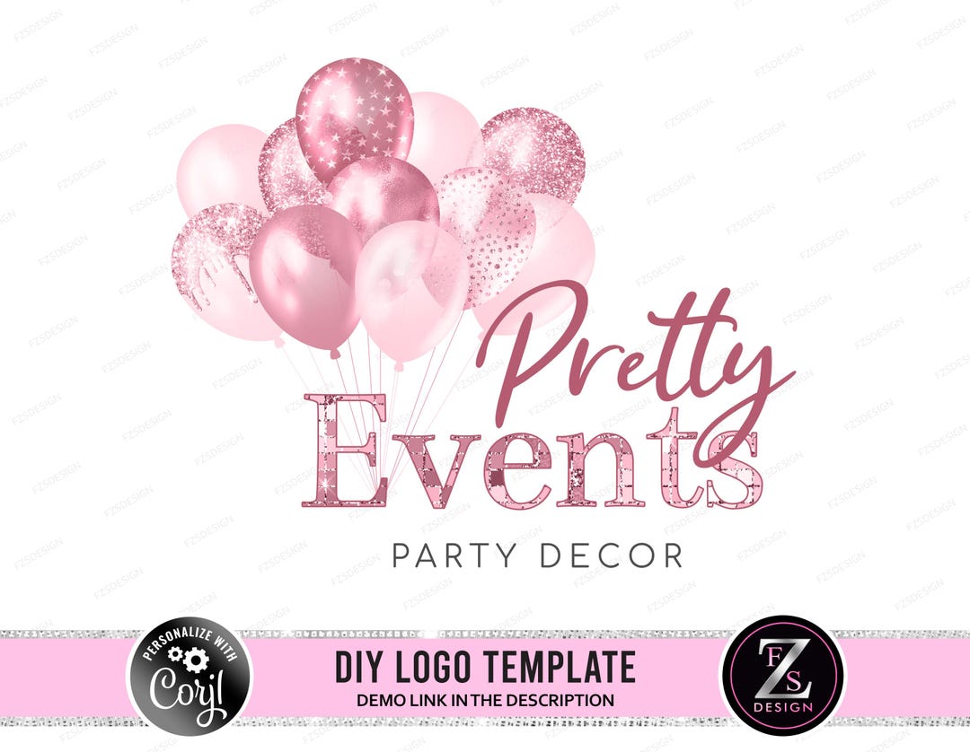 Balloons Logo Party Decor Logo Events Logo Party Supplies Logo Diy Logo ...