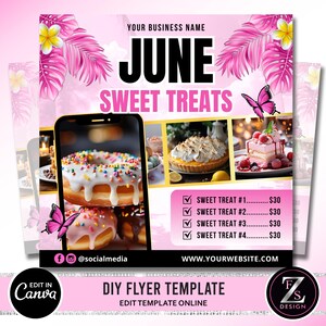 June Bakery Flyer, Bake Sale Flyer, Sweet Treats Flyer, Summer Flyer ...