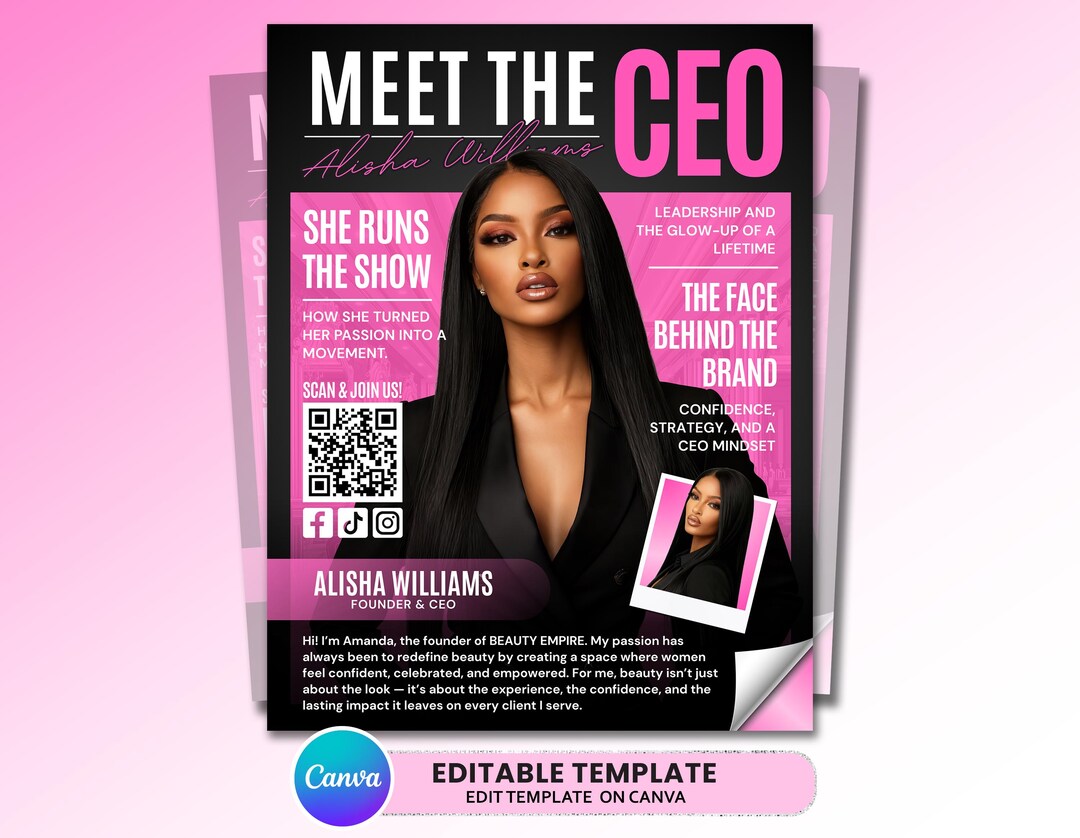 Meet the CEO Flyer, Entrepreneur Flyer, Small Business Template, Women ...