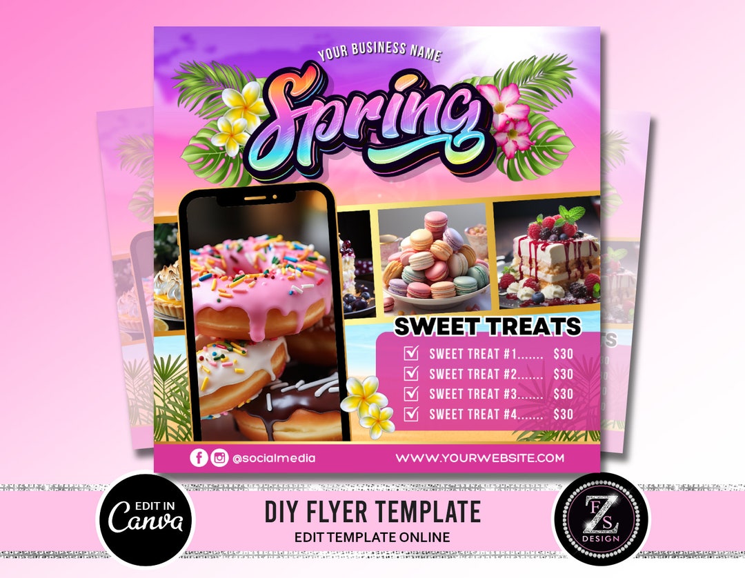 Spring Bake Sale Flyer, Bakery Flyer, Spring Sweet Treats Flyer, Spring ...