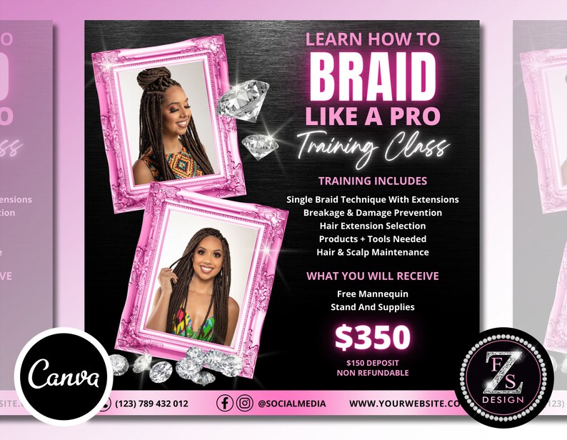 Braid Class Flyer DIY Hair Flyer Braiding Training Flyer - Etsy