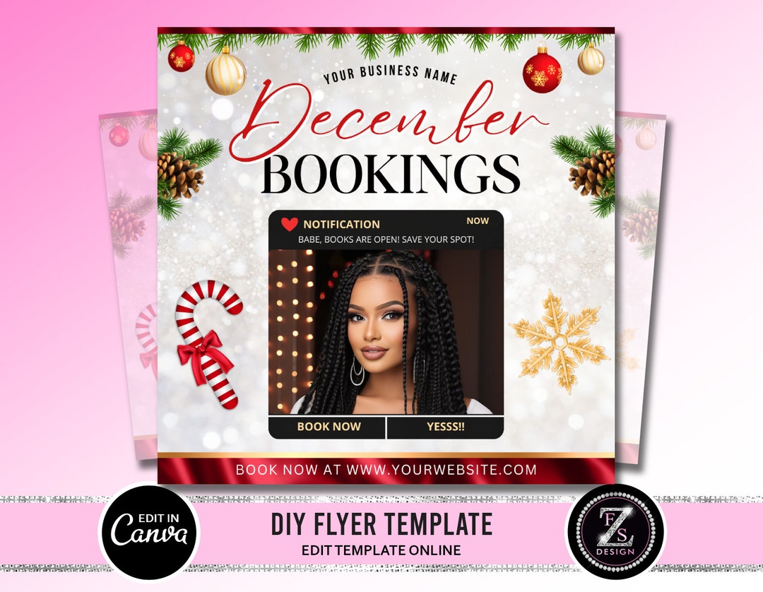 December Bookings Flyer Book Now Flyer December Appointment - Etsy
