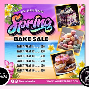 Spring Bake Sale Flyer, Bakery Flyer, Spring Sweet Treats Flyer, Spring ...