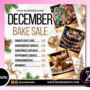 December Bakery Flyer, December Sweet Treats Flyer, Dessert Flyer, Bake ...