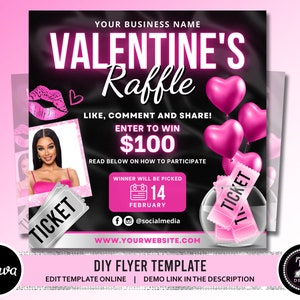 Valentines Day Raffle Giveaway Flyer, DIY Valentines Flyer, Giveaway ...