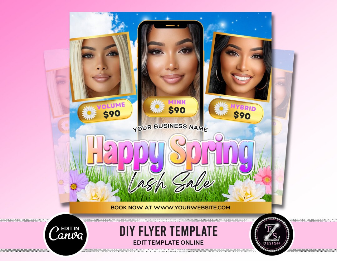 Spring Lashes Sale Flyer, DIY Lash Extensions Flyer, Beauty Lash Deals ...